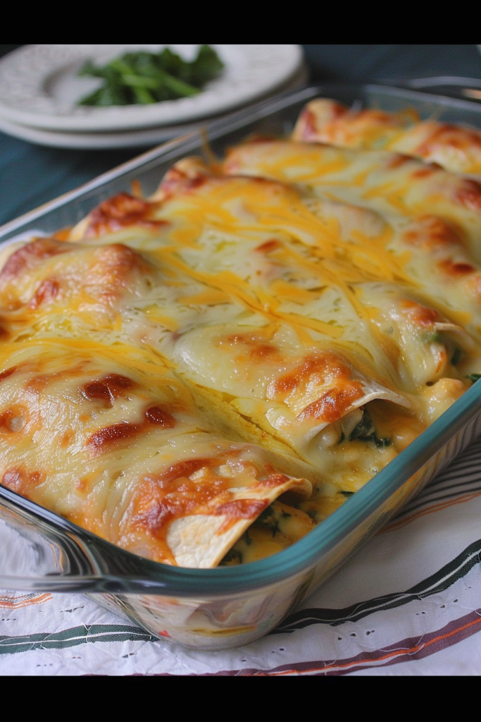 Cheesy Spinach Enchilada Casserole