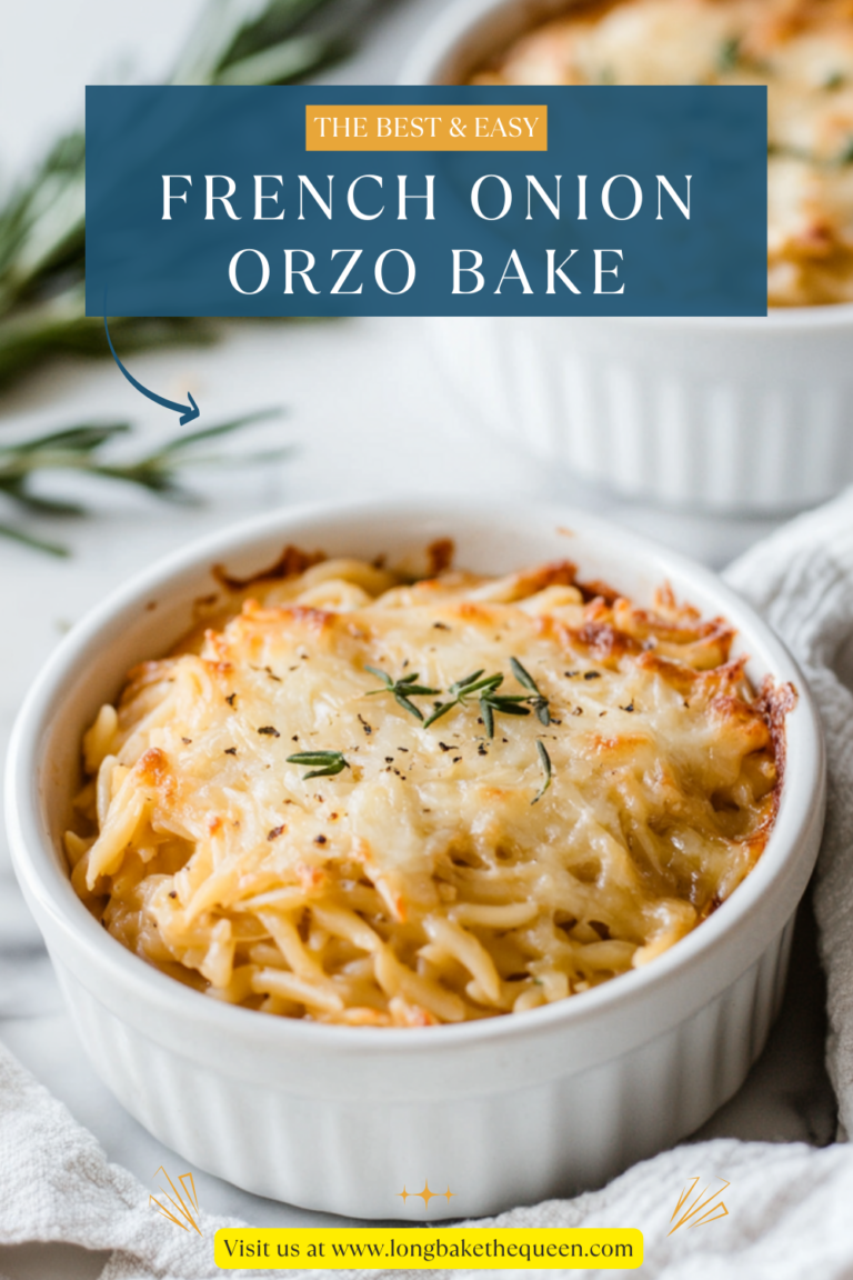 French Onion Orzo Bake