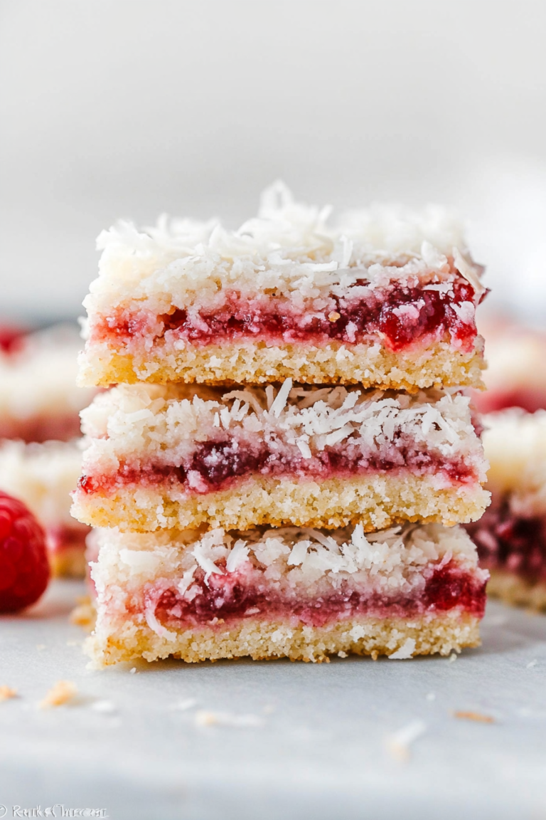 Raspberry Jam Coconut Slice