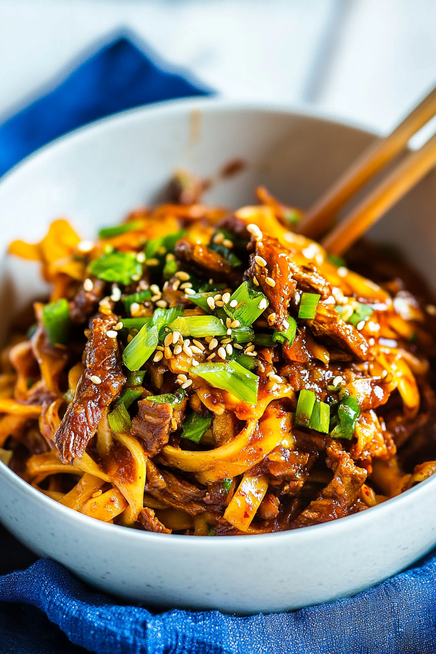 Slow Cooker Korean Beef Noodles