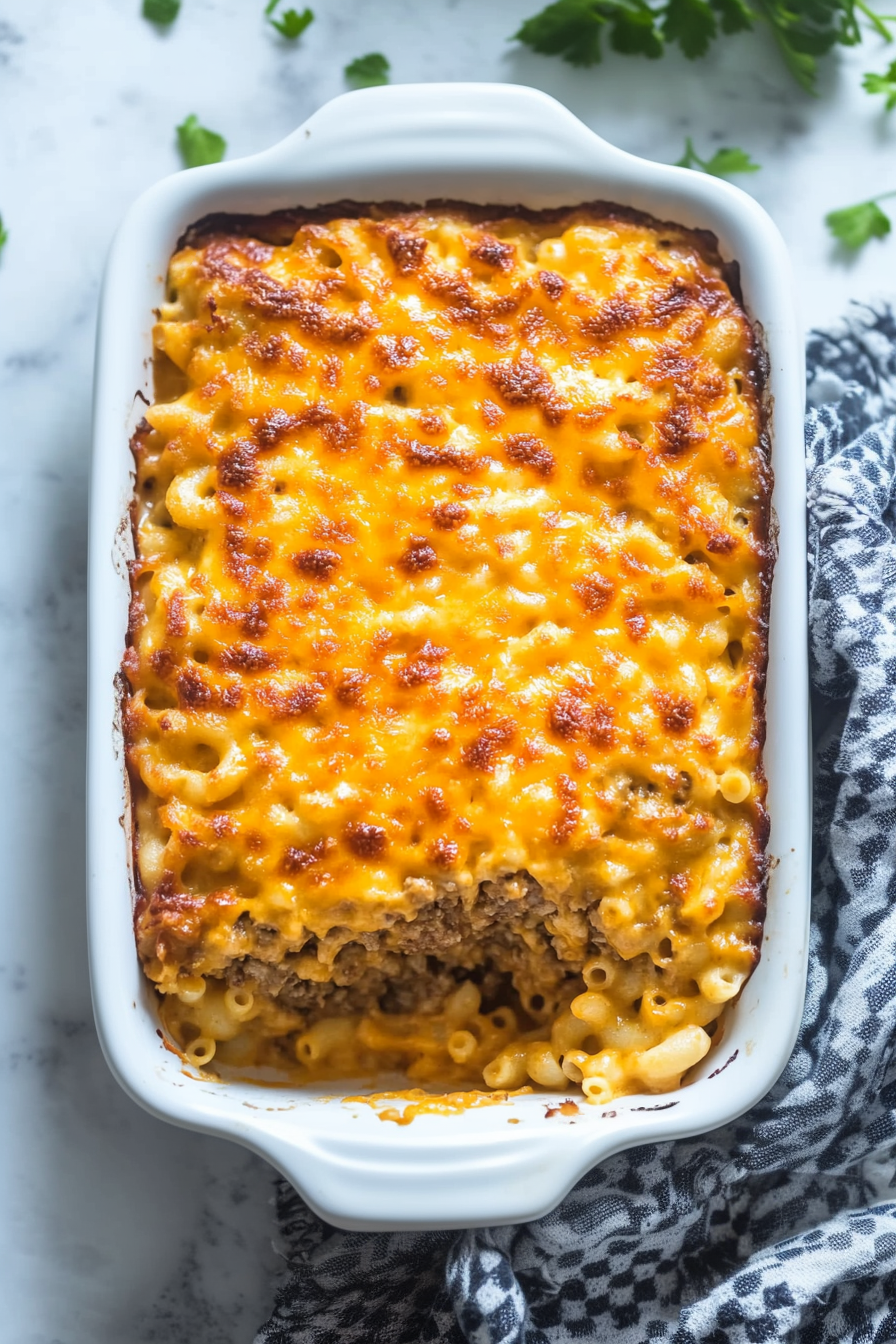 Mac and Cheese Meatloaf Casserole